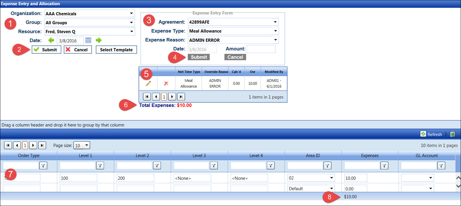 Labor Expense Entry and Allocation